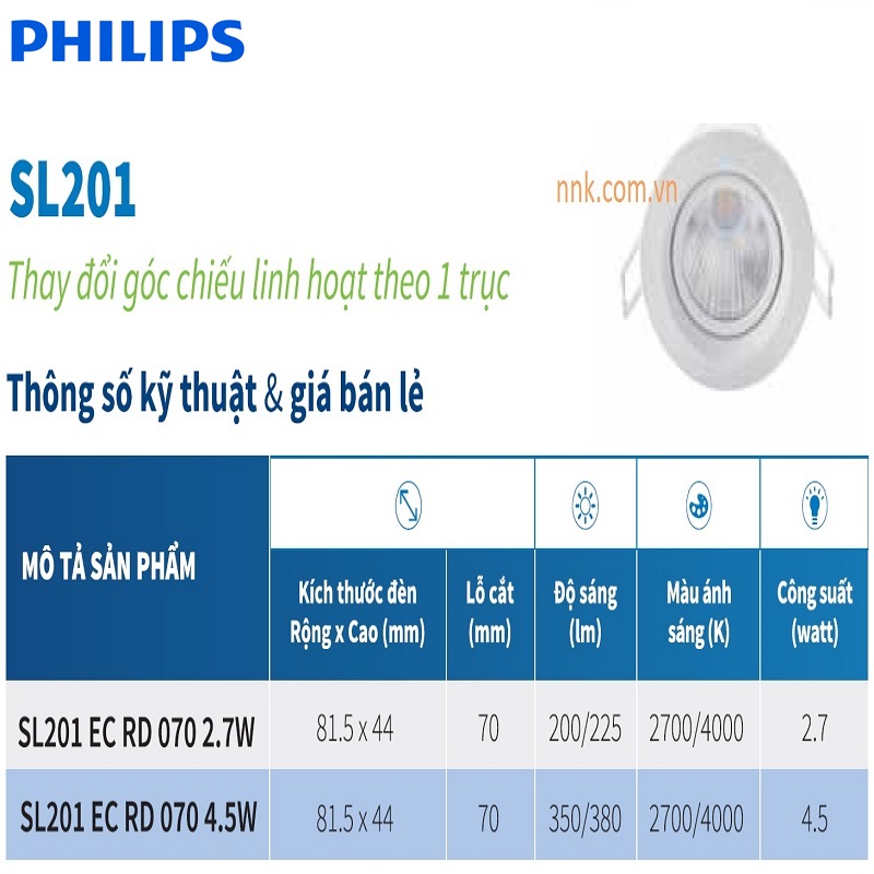 Đèn LED Âm trần Spotlight SL201 EC RD 4.5W D70 Philips - Công ty TNHH ...